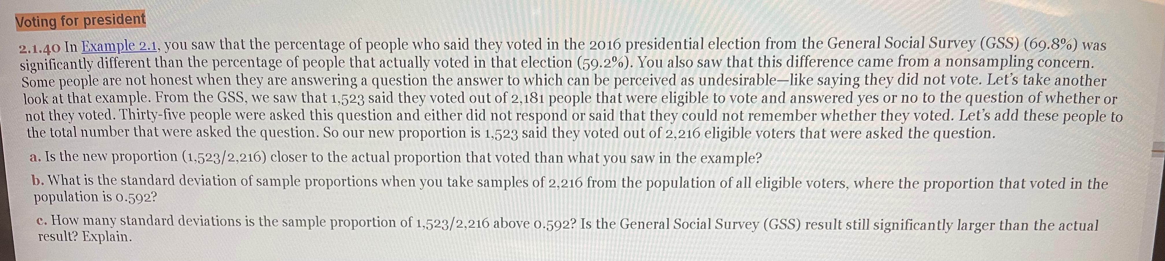 Solved Voting for president 2.1.40 In Example 2.1, you saw | Chegg.com