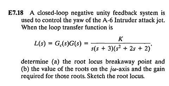 Solved E7.18 A closed-loop negative unity feedback system is | Chegg.com