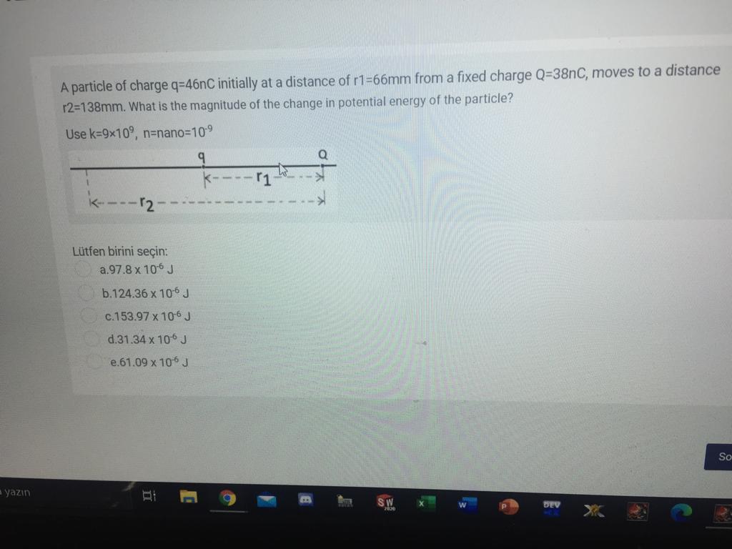 Solved A particle of charge q=46nC initially at a distance | Chegg.com