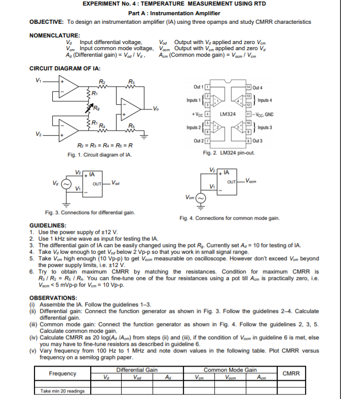 Solved EXPERIMENT No. 4: TEMPERATURE MEASUREMENT USING RTD | Chegg.com