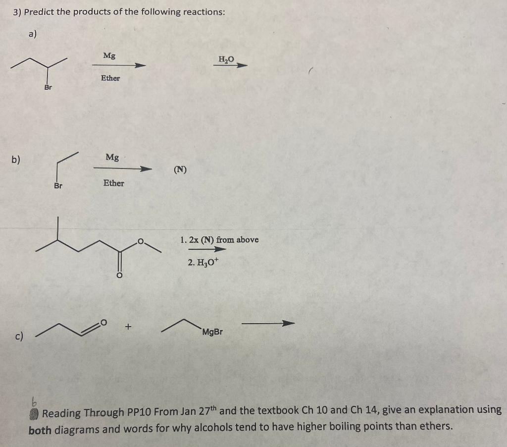 Solved 3) Predict the products of the following reactions: | Chegg.com
