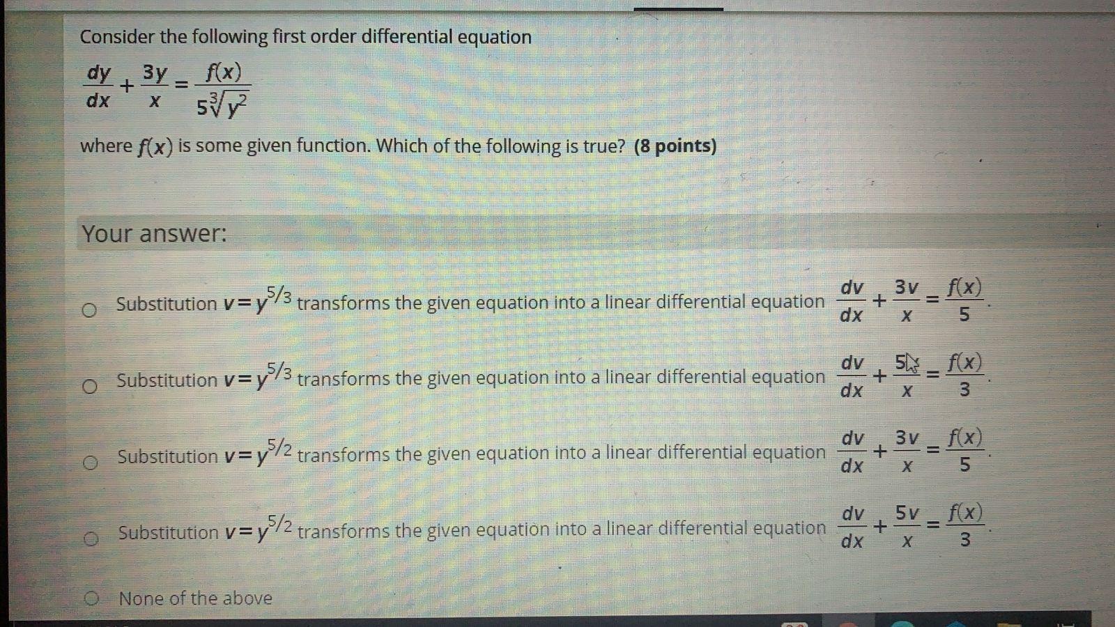 Solved Consider the following first order differential | Chegg.com
