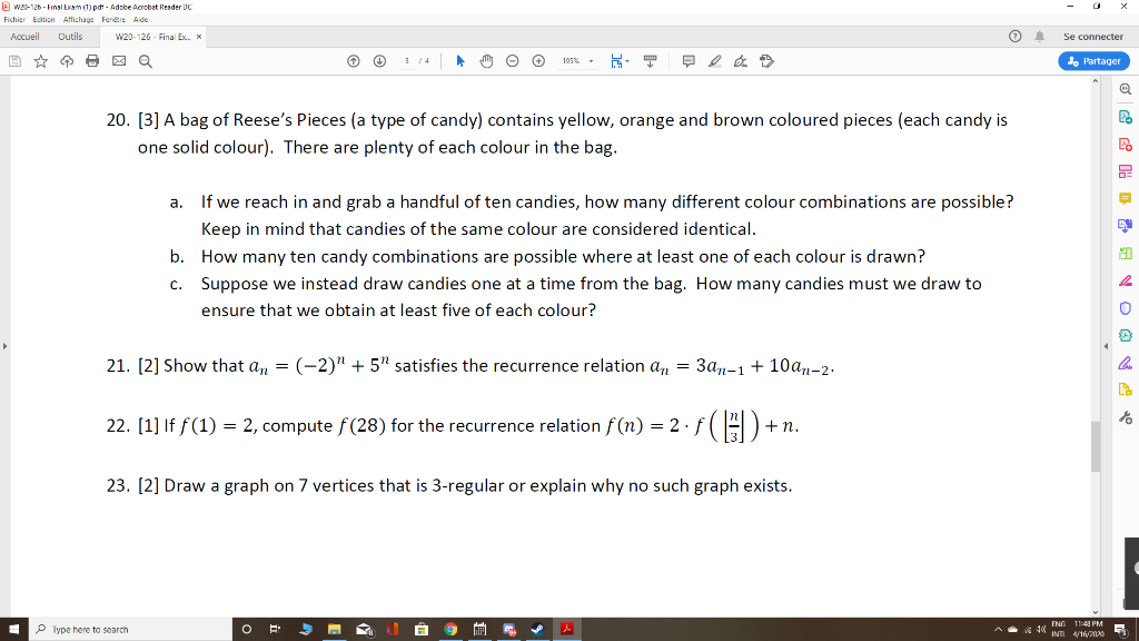 Solved 22. [1] If 𝑓(1)=2, compute 𝑓(28) for the recurrence | Chegg.com
