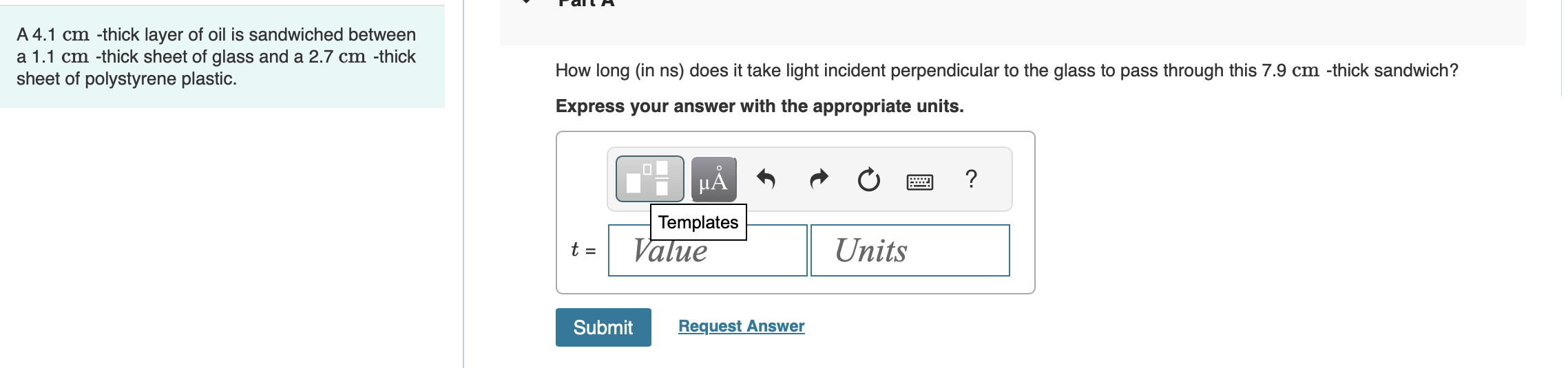 Solved A 4.1 cm-thick layer of oil is sandwiched between a | Chegg.com