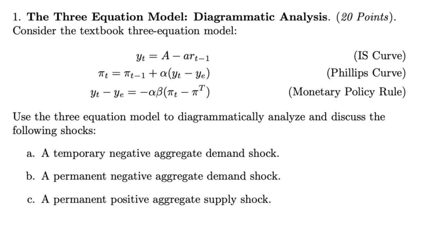 Solved 1. The Three Equation Model: Diagrammatic Analysis. | Chegg.com