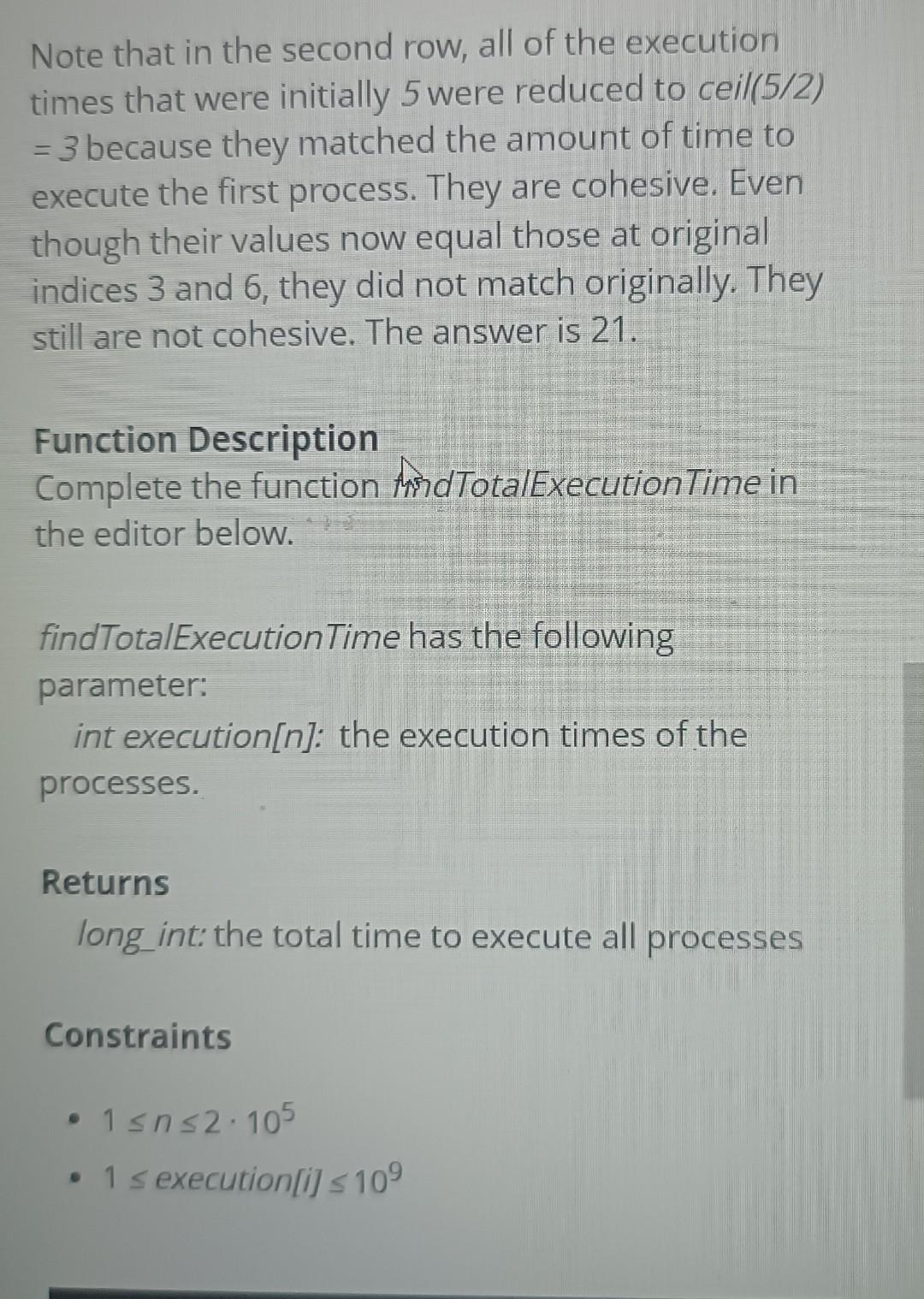 Solved long findTotalExecutionTime(vector execution) | Chegg.com