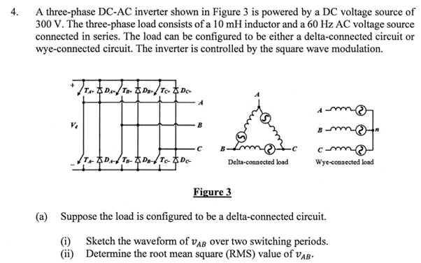 Solved 4. A three-phase DC-AC inverter shown in Figure 3 is | Chegg.com