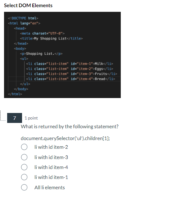 Solved 71 point What is returned by the following statement? | Chegg.com