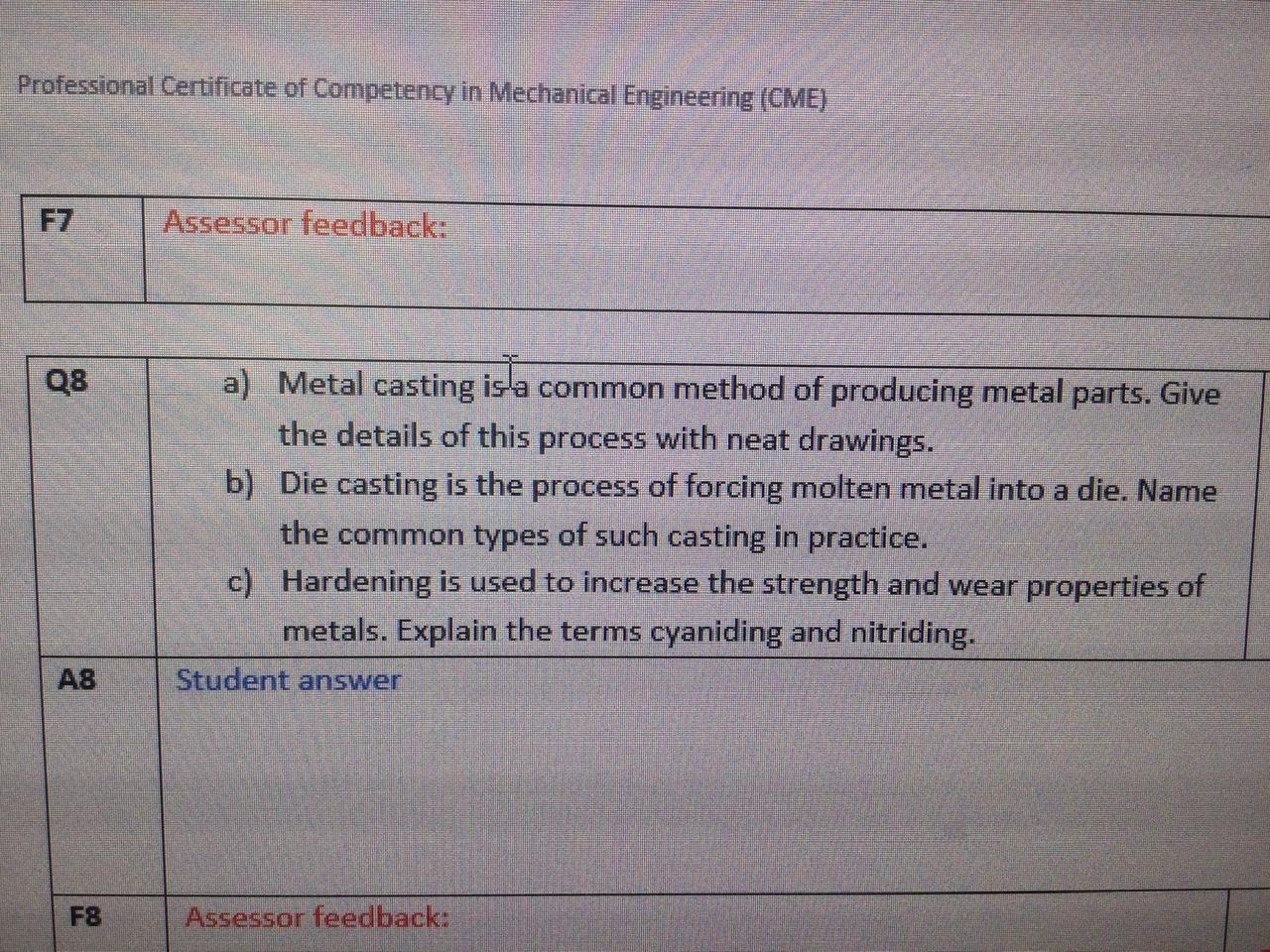 Solved Professional Certificate of Competency in Mechanical | Chegg.com