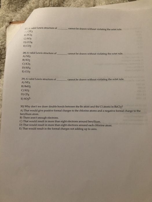 Solved 27 A valid Lewis structure of A) CIF3 s) PCI3 cannot | Chegg.com