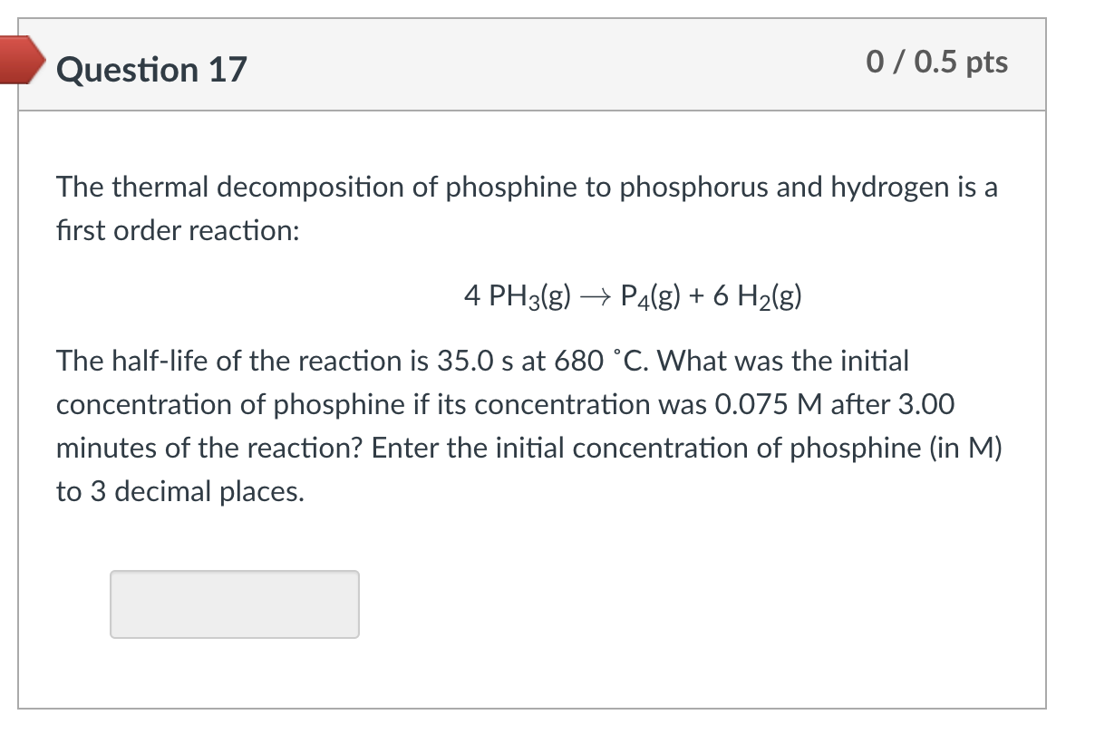Solved The thermal decomposition of phosphine to phosphorus | Chegg.com