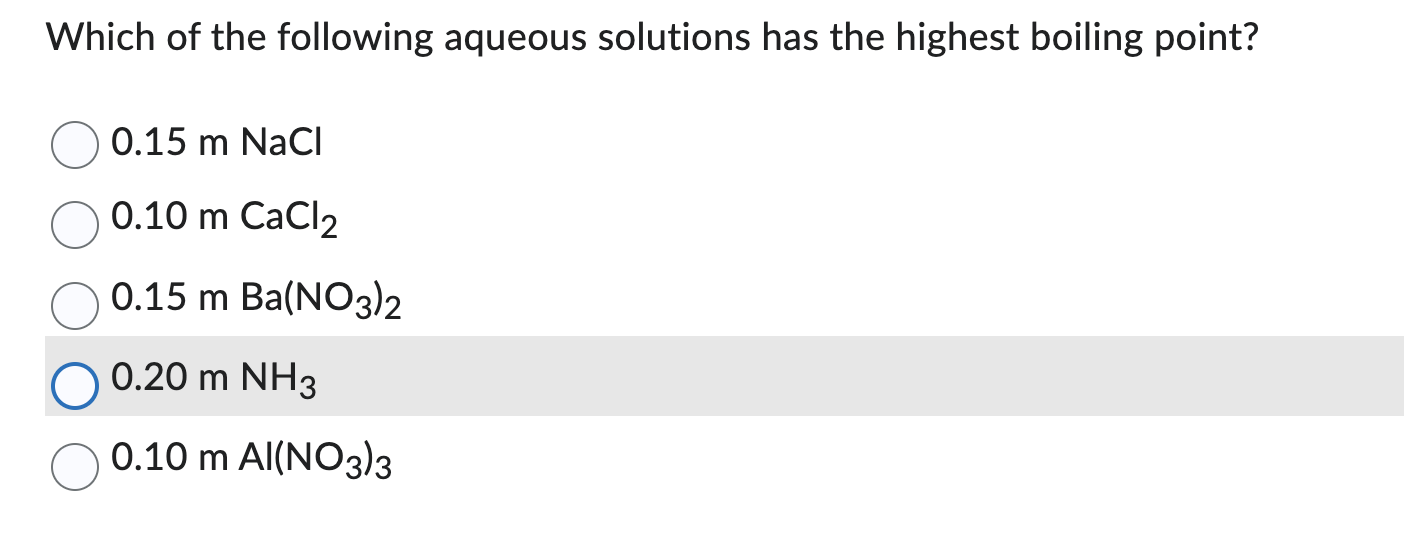 Solved Which of ﻿the following aqueous solutions has the | Chegg.com