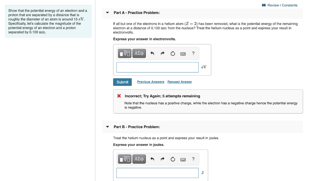 Solved MI Review Constants Part A - Practice Problem: Show | Chegg.com