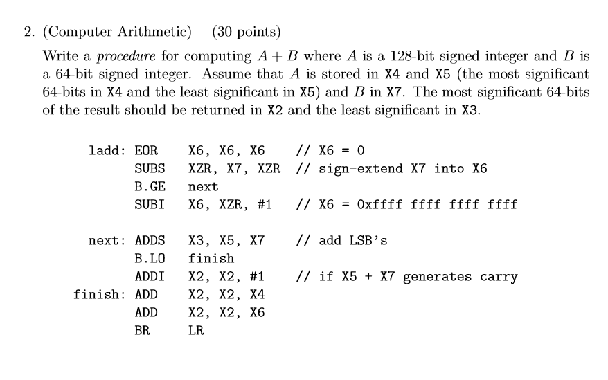 Solved 2. (Computer Arithmetic) (30 points) Write a | Chegg.com