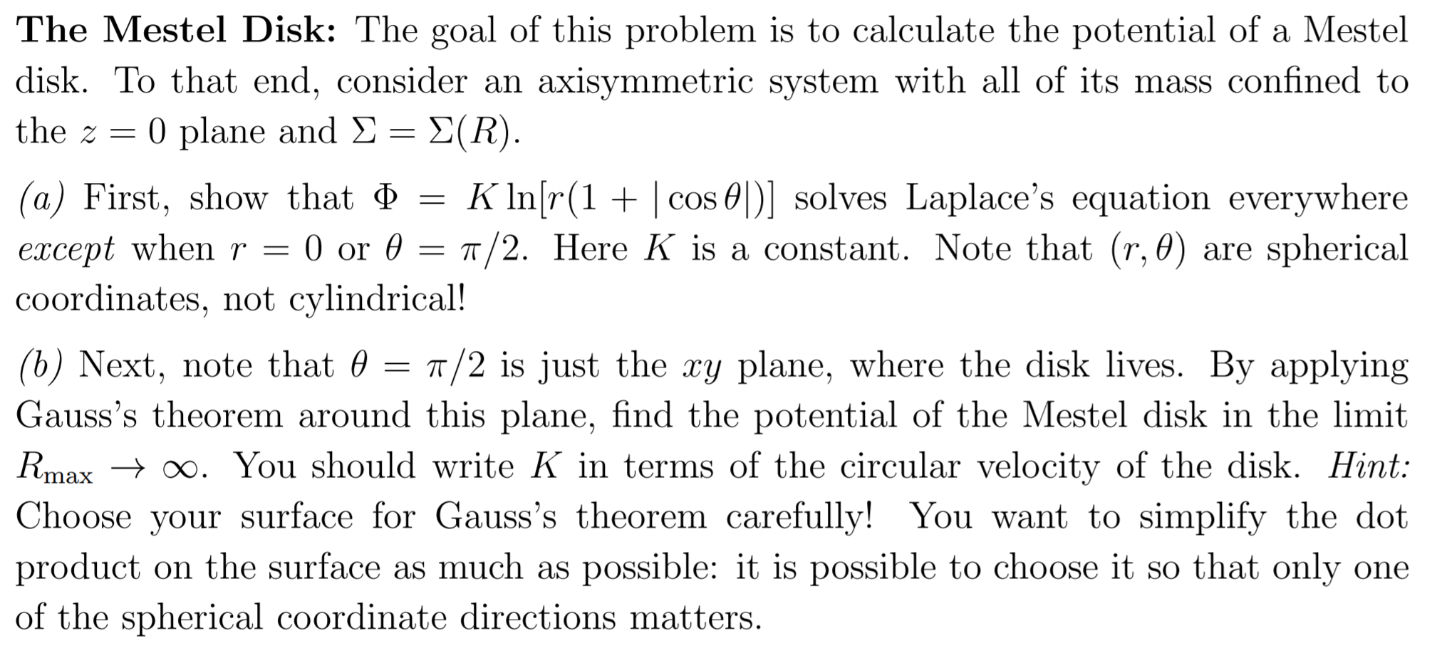 Solved = The Mestel Disk: The goal of this problem is to | Chegg.com