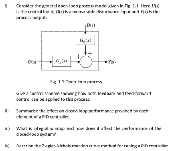 Solved i) Consider the general open-loop process model given | Chegg.com