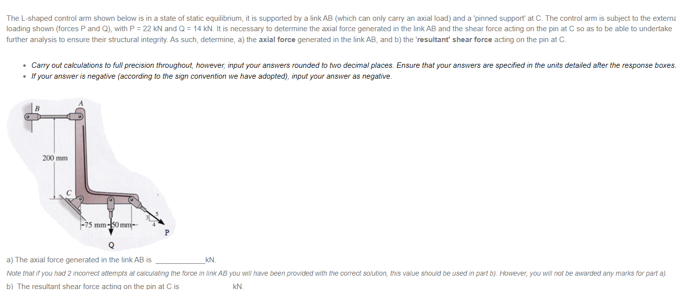 Solved The L-shaped control arm shown below is in a state of | Chegg.com