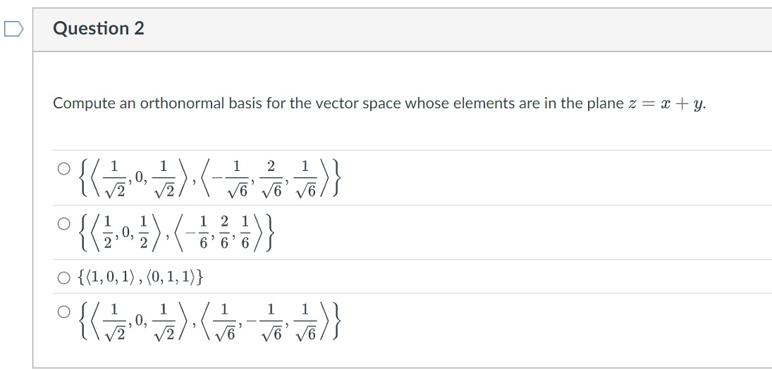 Question 2Compute an orthonormal basis for the vector | Chegg.com