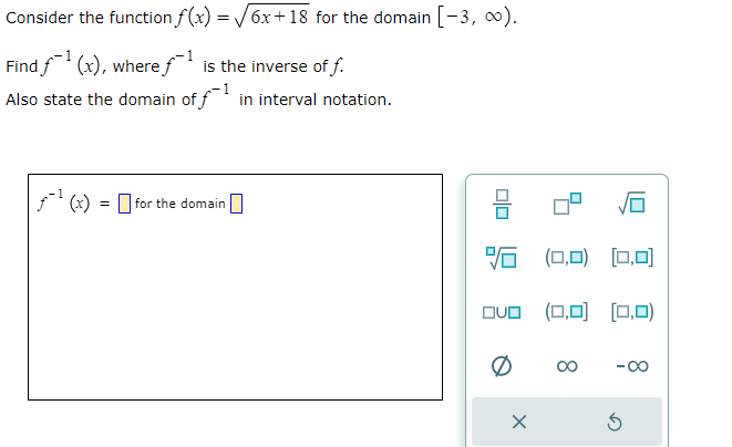 Solved Consider the function f(x)=6x+182 ﻿for the domain | Chegg.com