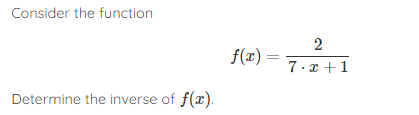 Solved Consider the function f(x)=7⋅x+12 Determine the | Chegg.com
