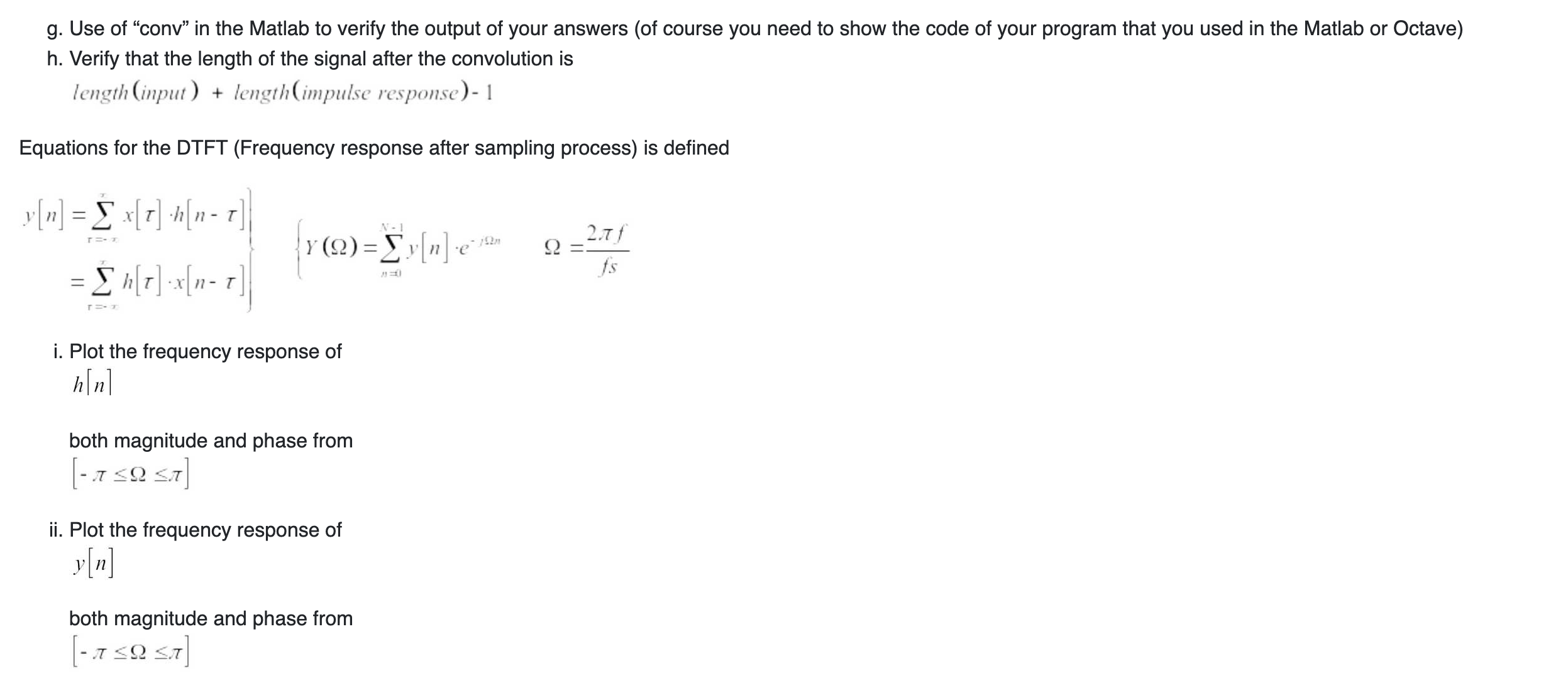 g. Use of "conv" in the Matlab to verify the output | Chegg.com