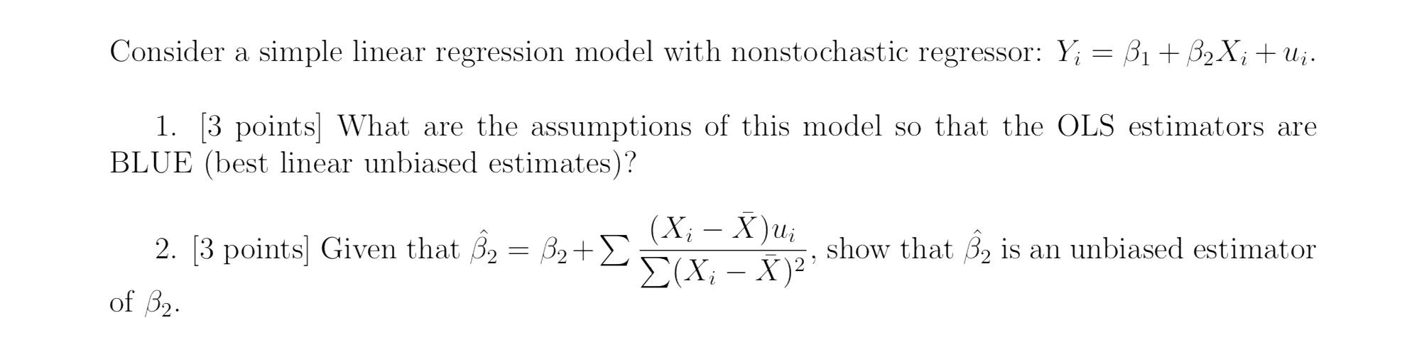 Solved Consider a simple linear regression model with | Chegg.com