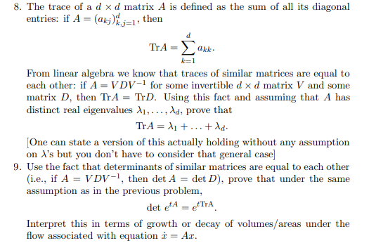 Solved The trace of a d×d matrix A is defined as the sum of | Chegg.com