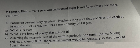 Solved Magnetic Field - make sure you understand Right Hand | Chegg.com