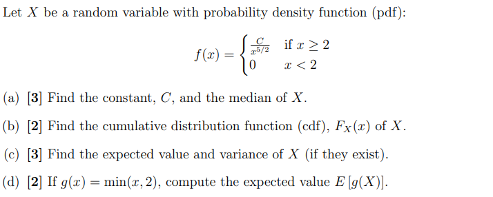 Solved Let X be a random variable with probability density | Chegg.com