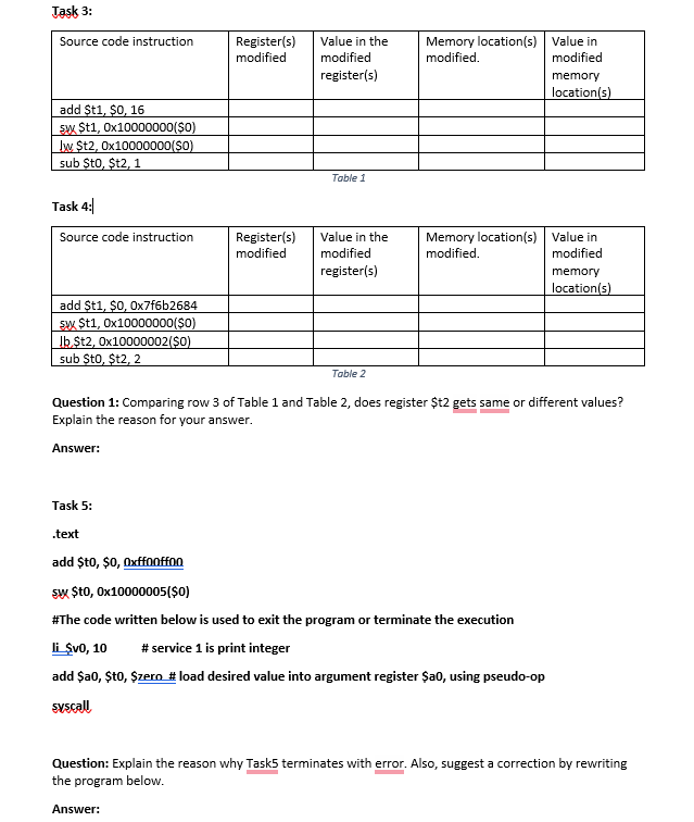 Solved Task 4: Question 1: Comparing row 3 of Table 1 and | Chegg.com