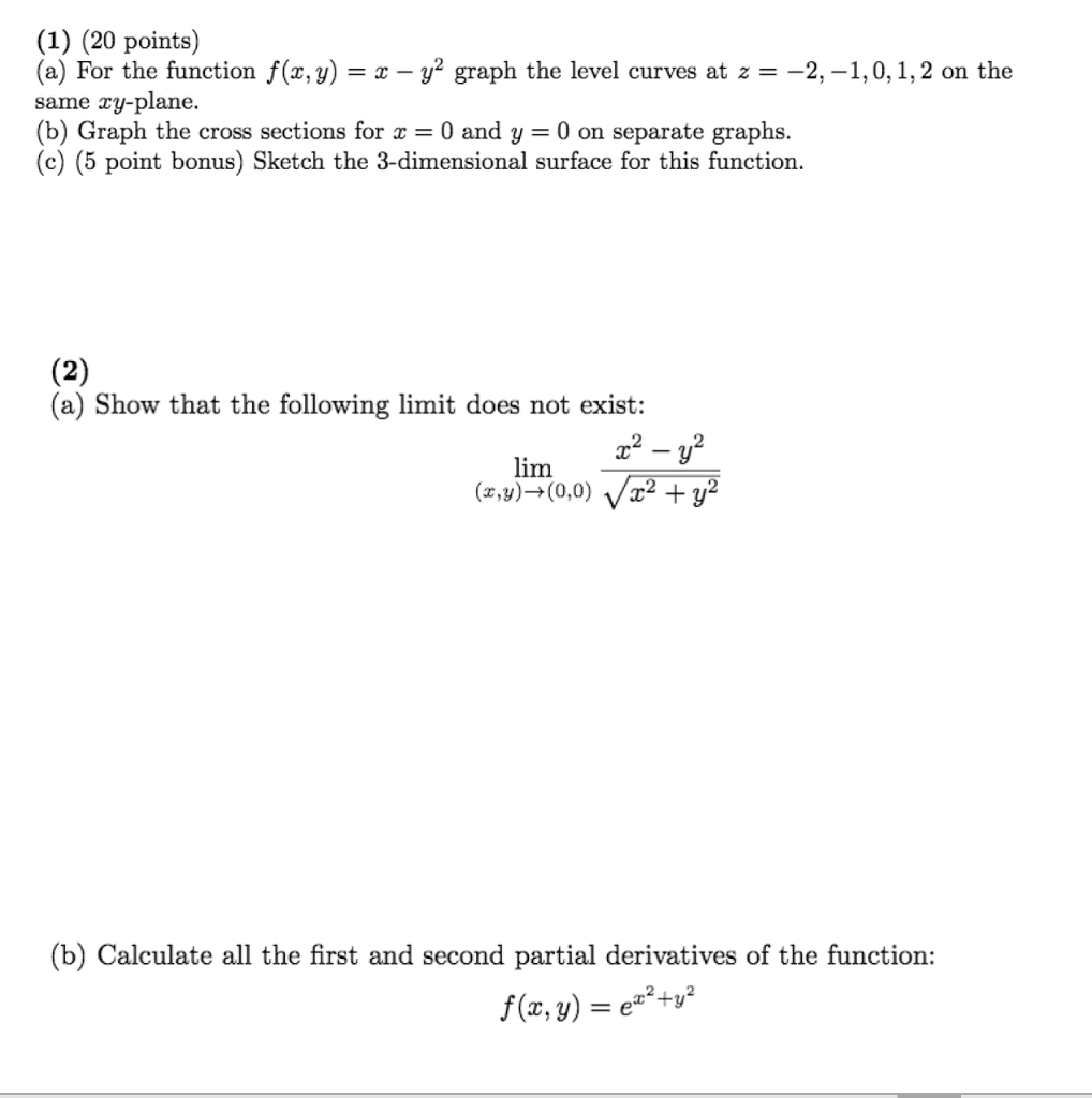 Solved (1) (20 points) (a) For the function f(x, y)y2 graph | Chegg.com