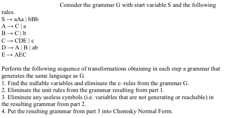 Solved Consider the grammar G with start variable S and the | Chegg.com