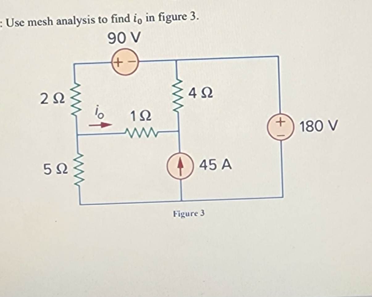 Solved Use mesh analysis to find i0 in figure 3 . | Chegg.com