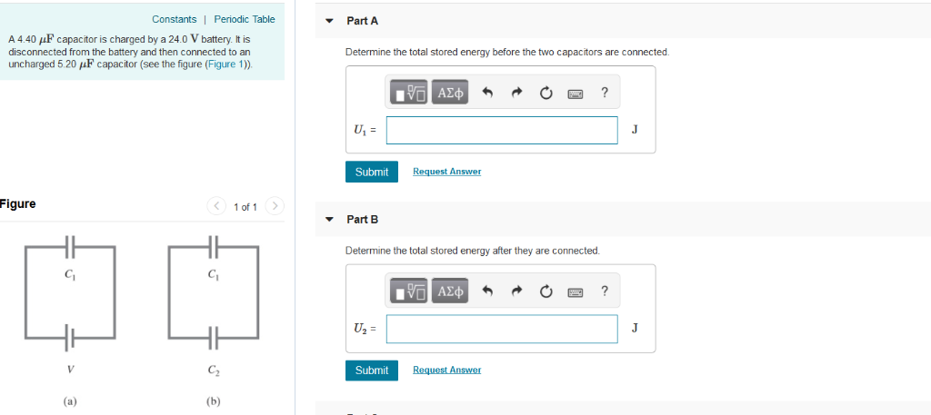 Solved Constants Peniodic Table Part A A440 μF capacitor is | Chegg.com