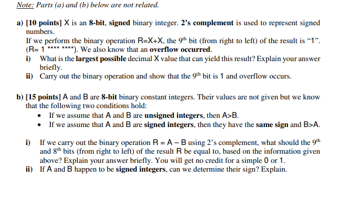 Solved Note: Parts (a) and (b) below are not related. a) [10 | Chegg.com