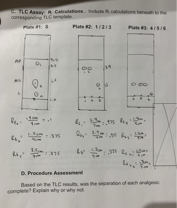 C. TLC Assay: R, calculations . Include R | Chegg.com
