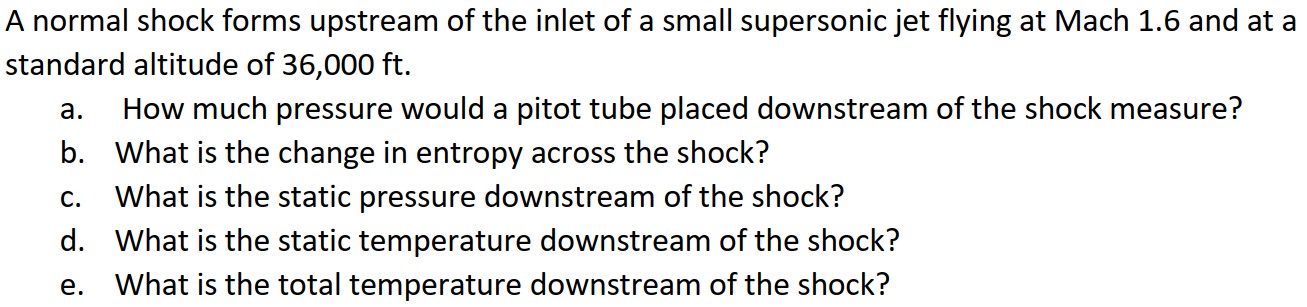 [Solved]: A normal shock forms upstream of the inlet of a sm