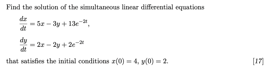 Solved Find The Solution Of The Simultaneous Linear