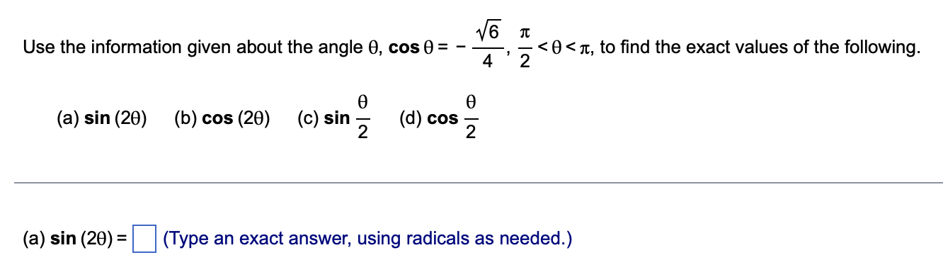 Solved √6 4 (a) sin (20)