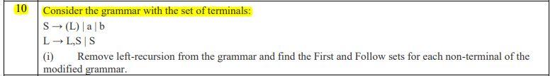 Solved Consider the grammar with the set of terminals: | Chegg.com