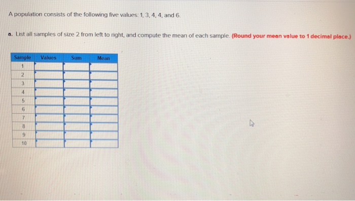 Solved a population consists of the following five values | Chegg.com Solved a population consists of the following five values | Chegg.com