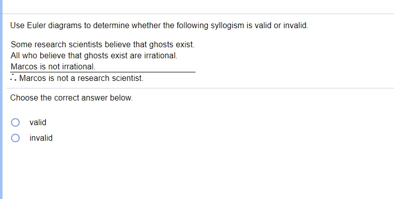 Solved Use Euler diagrams to determine whether the following | Chegg.com