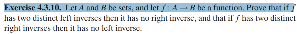 Solved Exercise 4.3.10. Let A and B be sets, and let f:A→B | Chegg.com