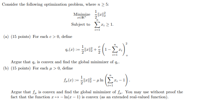 Consider the following optimization problem, where n | Chegg.com