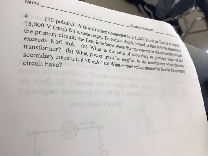Solved A transformer connected to a 120- v (ems) ac line is | Chegg.com
