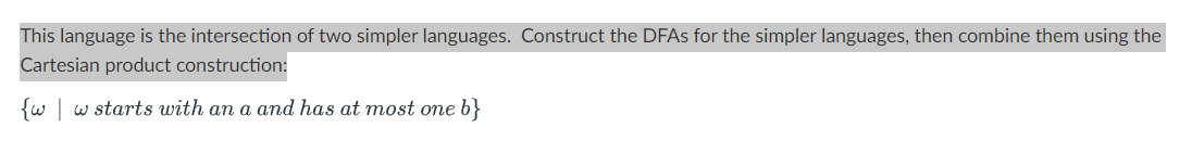 Solved This language is the intersection of two simpler | Chegg.com