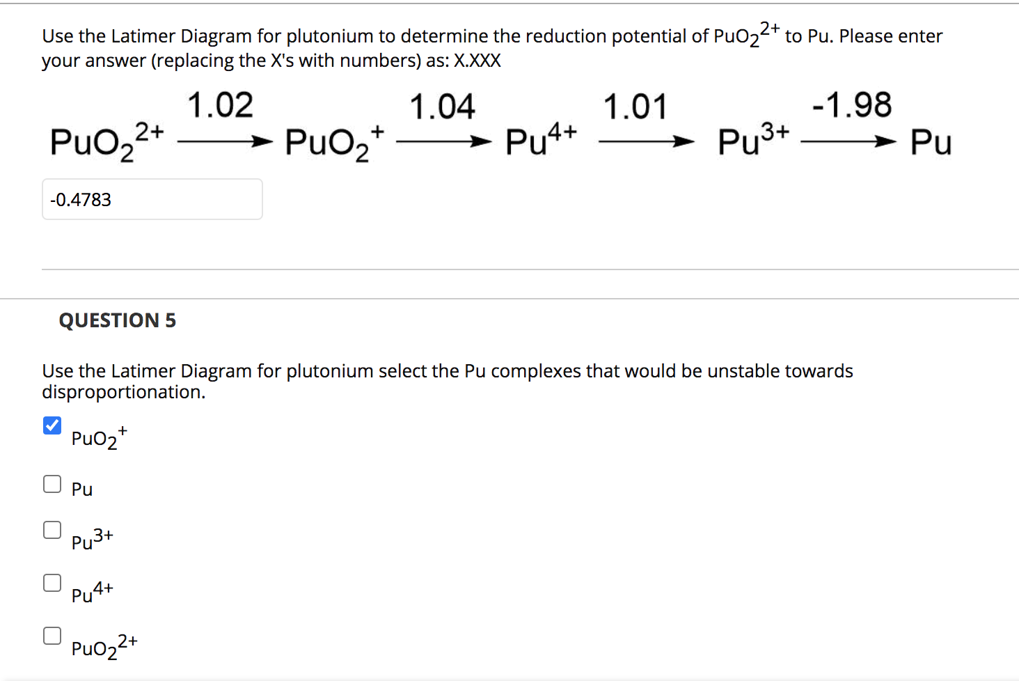 Solved Use the Latimer Diagram for plutonium to determine | Chegg.com