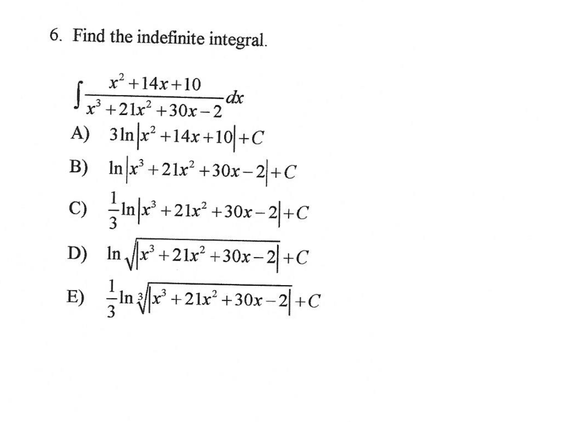 Solved 6. Find the indefinite integral. x² +14x+10 -dx x3 | Chegg.com