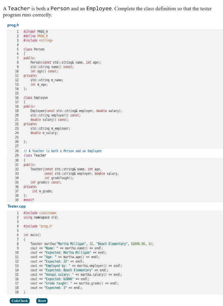 Solved A Teacher is both a Person and an Employee. Complete | Chegg.com