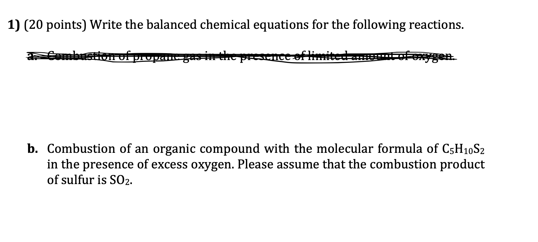 Solved 1) (20 points) Write the balanced chemical equations | Chegg.com